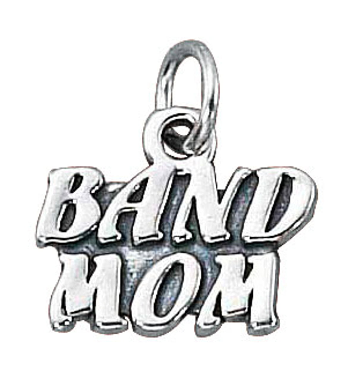 Sterling Silver 18" 1mm Box Chain BAND MOM Message Pendant Necklace ...