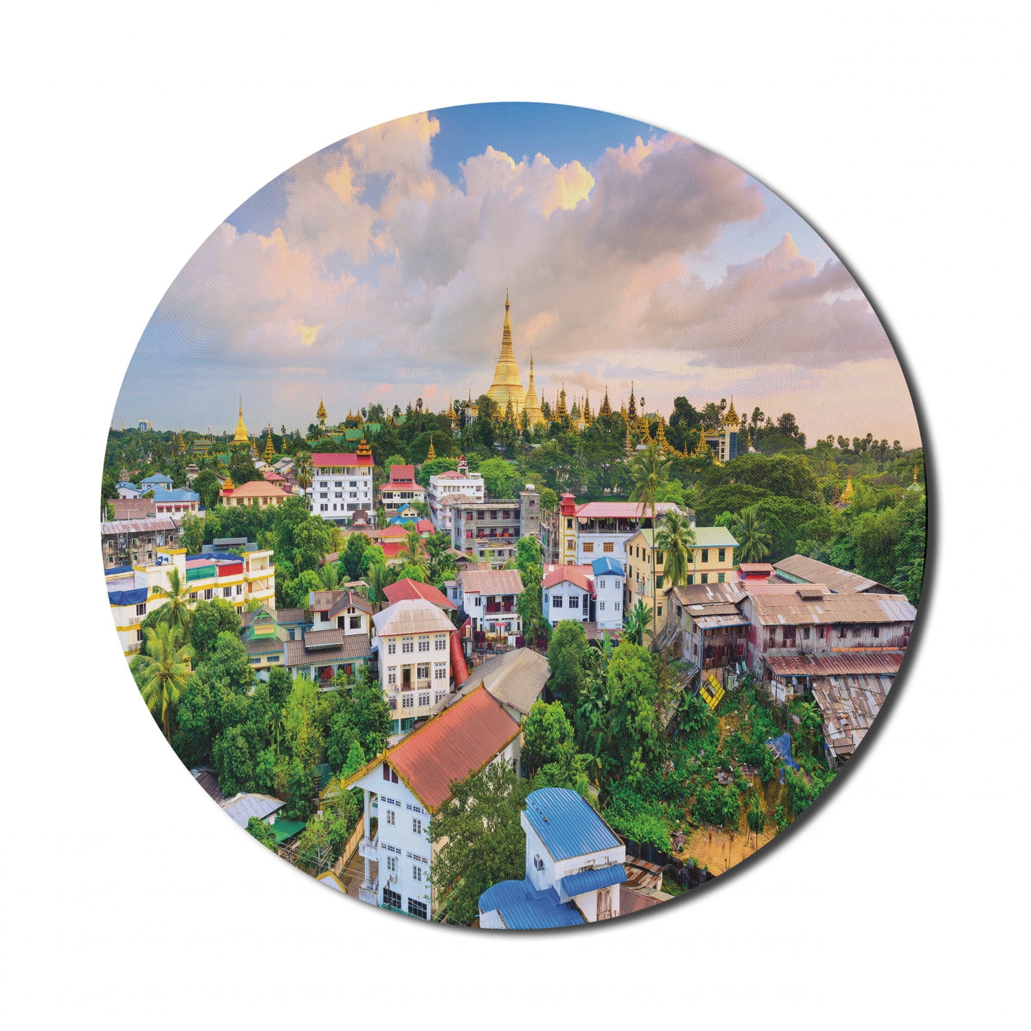 Landscape Mouse Pad for Computers, Yangon Myanmar Skline Cityscape ...