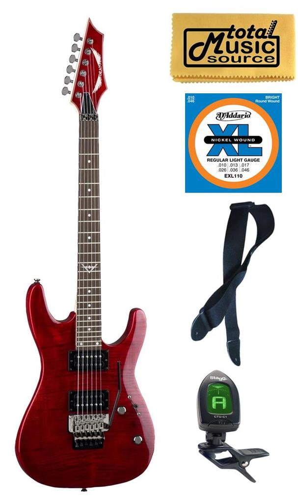 Dean C350F TRD PACK Electric Guitar, Floyd Rose Trans Red, Bundle ...