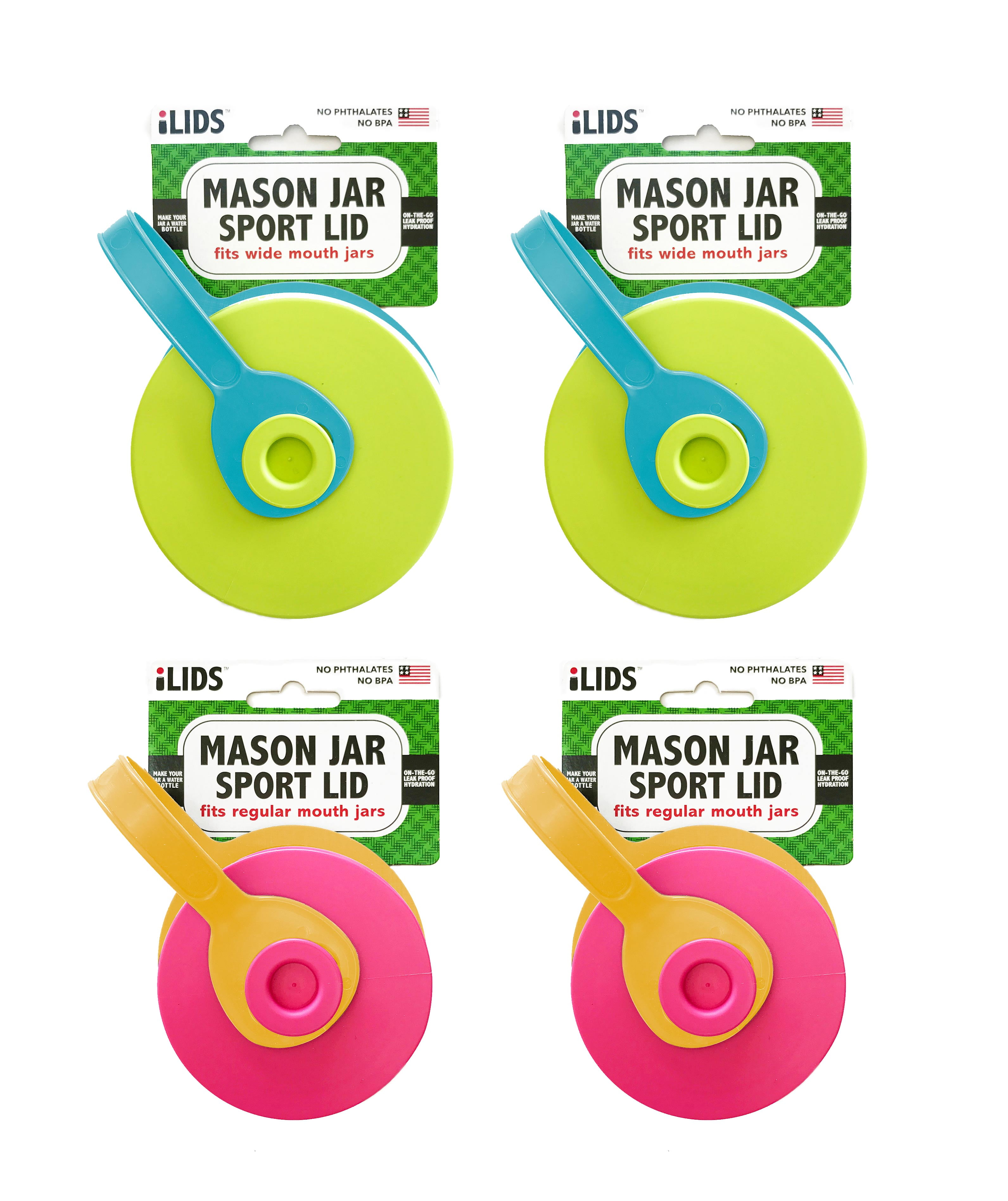 iLIDS Mason Jar Sports Drink Lids with Regular Mouth Pale Pink and Wide ...