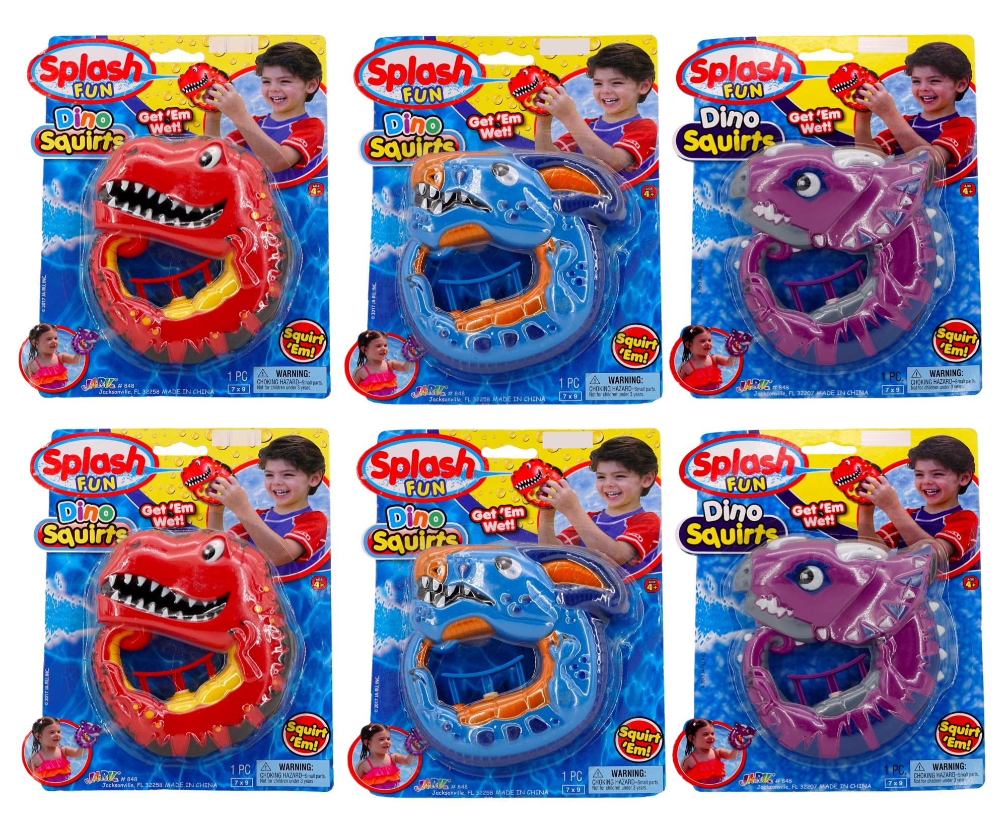 Dino Squirts Water Guns (6 pack, Styles Vary, 5 x 4.5 in) Dinosaur ...