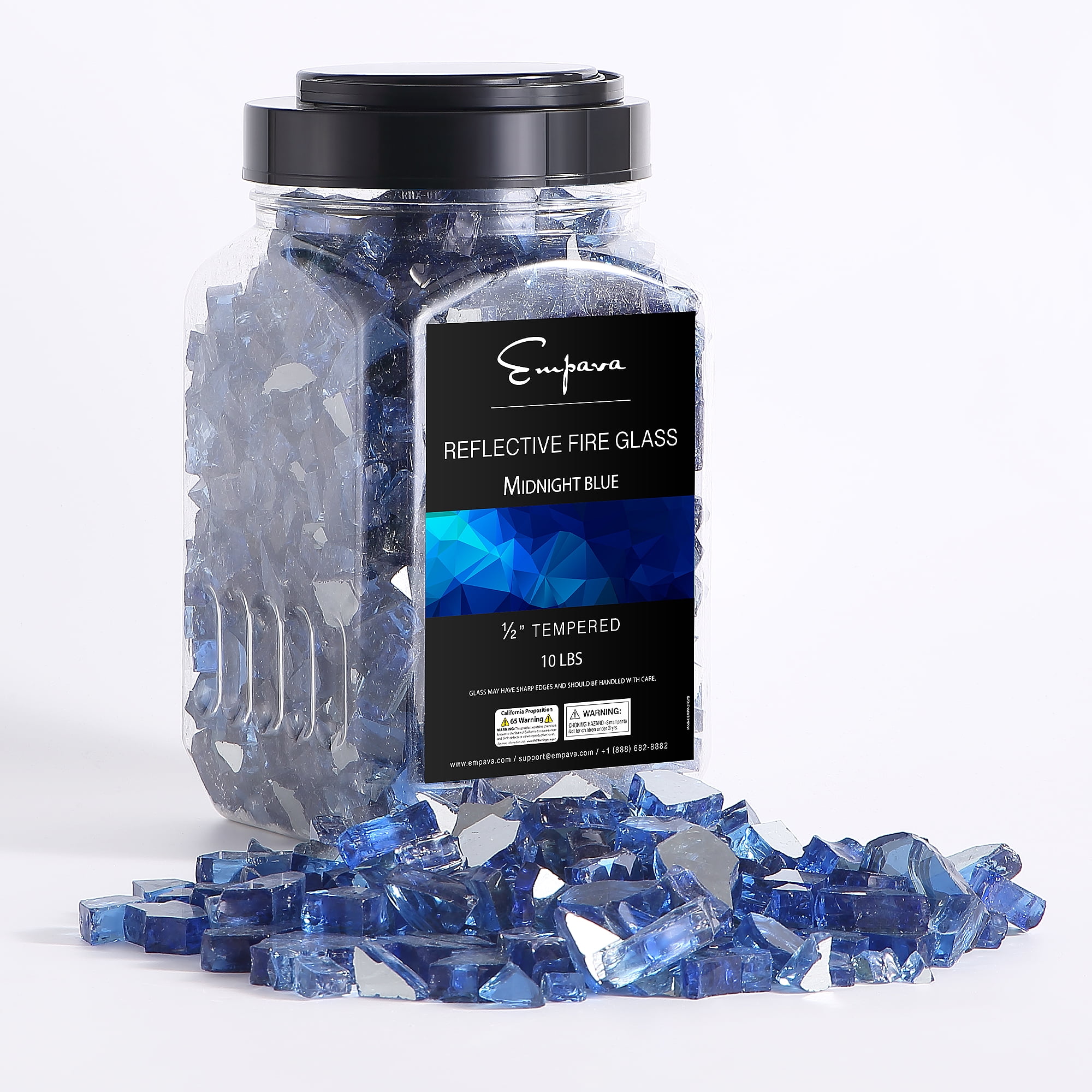 Empava 10 lbs. 1/2-in Midnight Blue Reflective Tempered Fire Glass for ...
