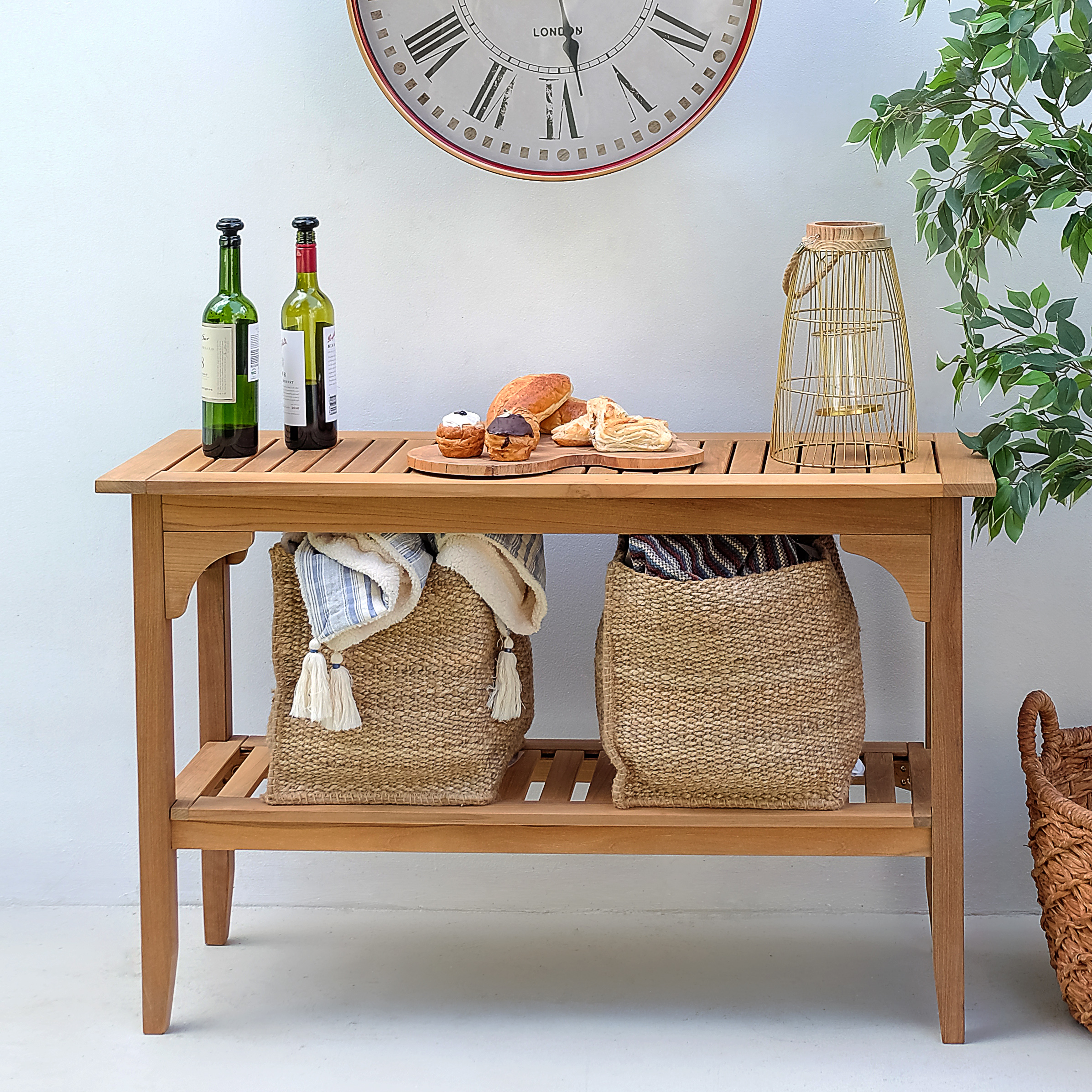 Cambridge Casual Caterina Teak Wood Outdoor Console Table, Natural ...