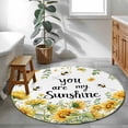 Area Rug 36in, Farmhouse Sunflower Leaf Bee Floor Carpet Living Room ...