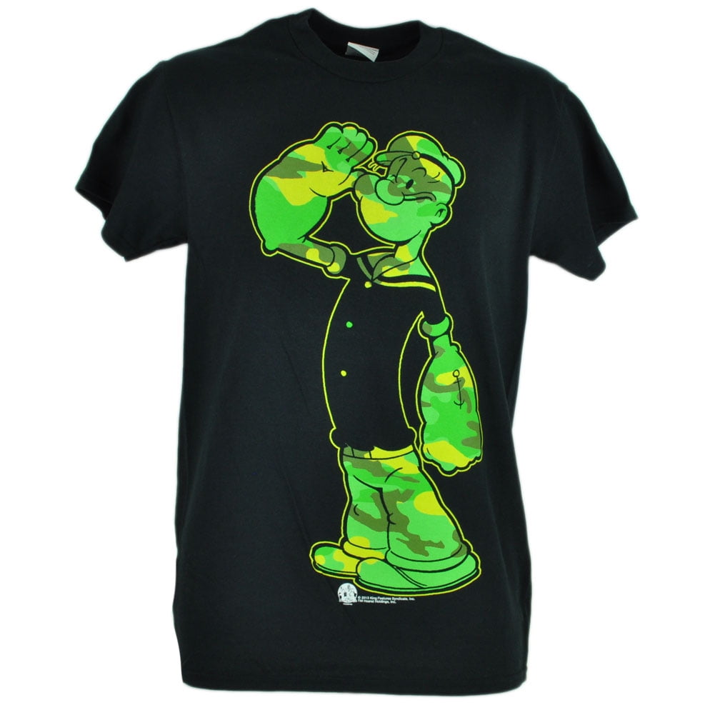 Popeye Sailor Man Camouflage Camo Cartoon Tv Characters Black Tshirt ...