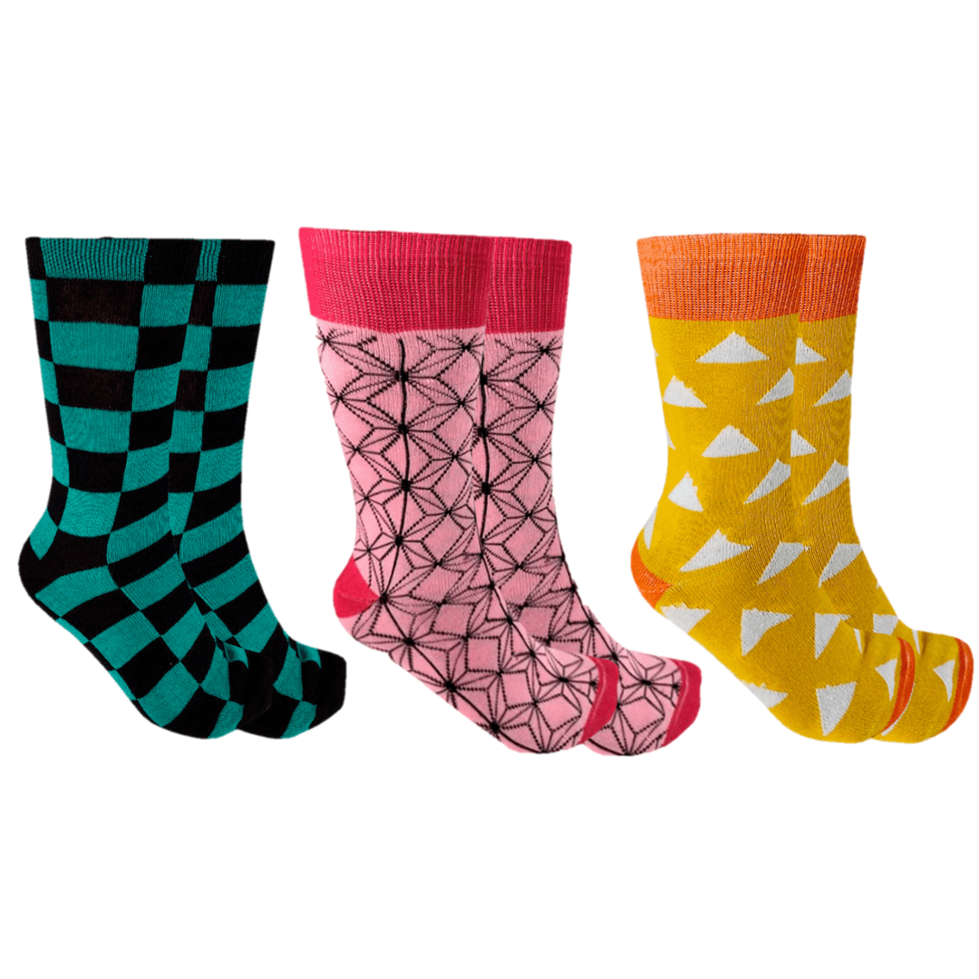 Calcetas Anime Demon Slayer Mad Socks SET 3 Pares Tanjiro Zenitsu ...