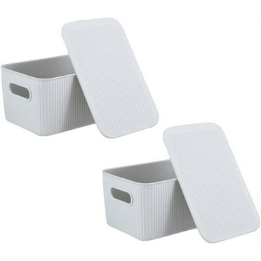 Tribello Plastic Bin Baskets for Organizing, White Storage Tray ...