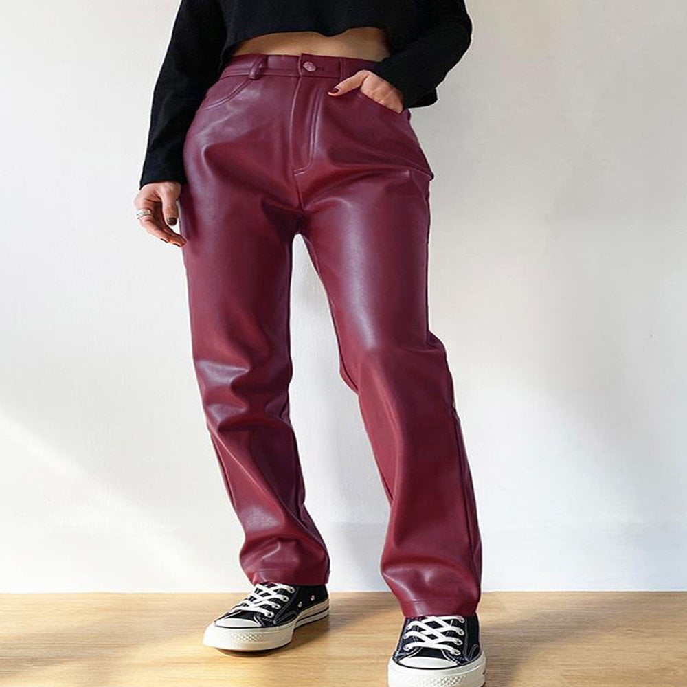 Pu leather trousers store