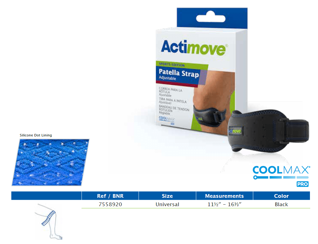 Actimove Patella Strap Adjustable Universal, Black - Walmart.com