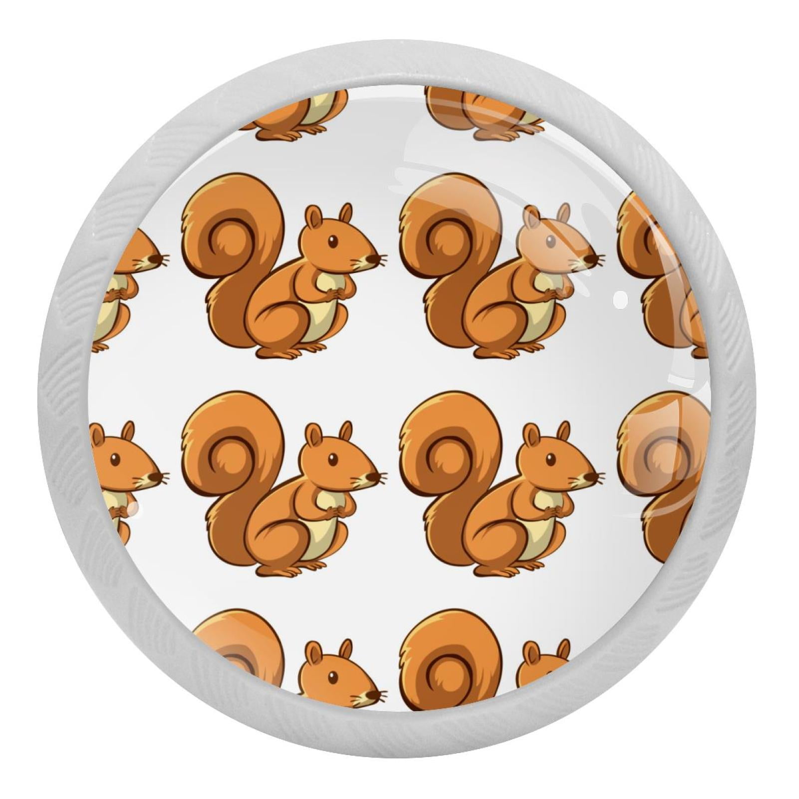 4PCS Round Squirrel Cabinet Fluorescence Knob Glowing in the Dark ...