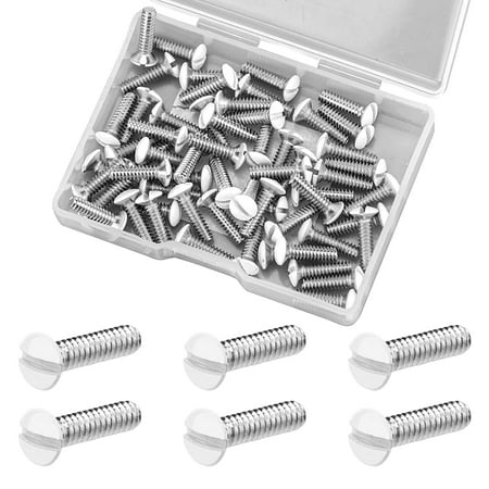 60Pcs 1/2 Inch Long 6-32 Thread White Wall Plate Screws Outlet Cover ...