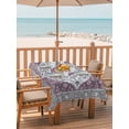 Boho Flower Rectangle Outdoor Tablecloth with Umbrella Hole Pink Purple ...