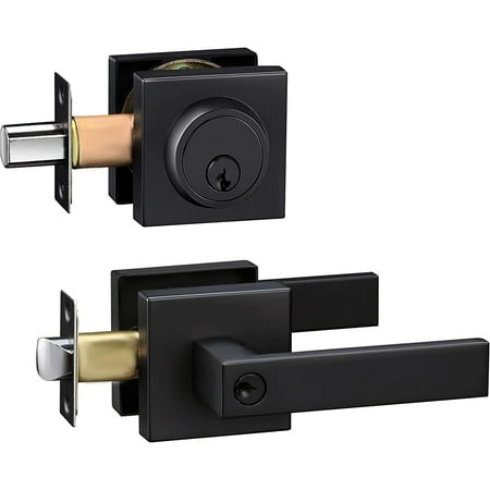 Entry Lever Door Locks with Deadbolt - Modern Square Exterior Front ...