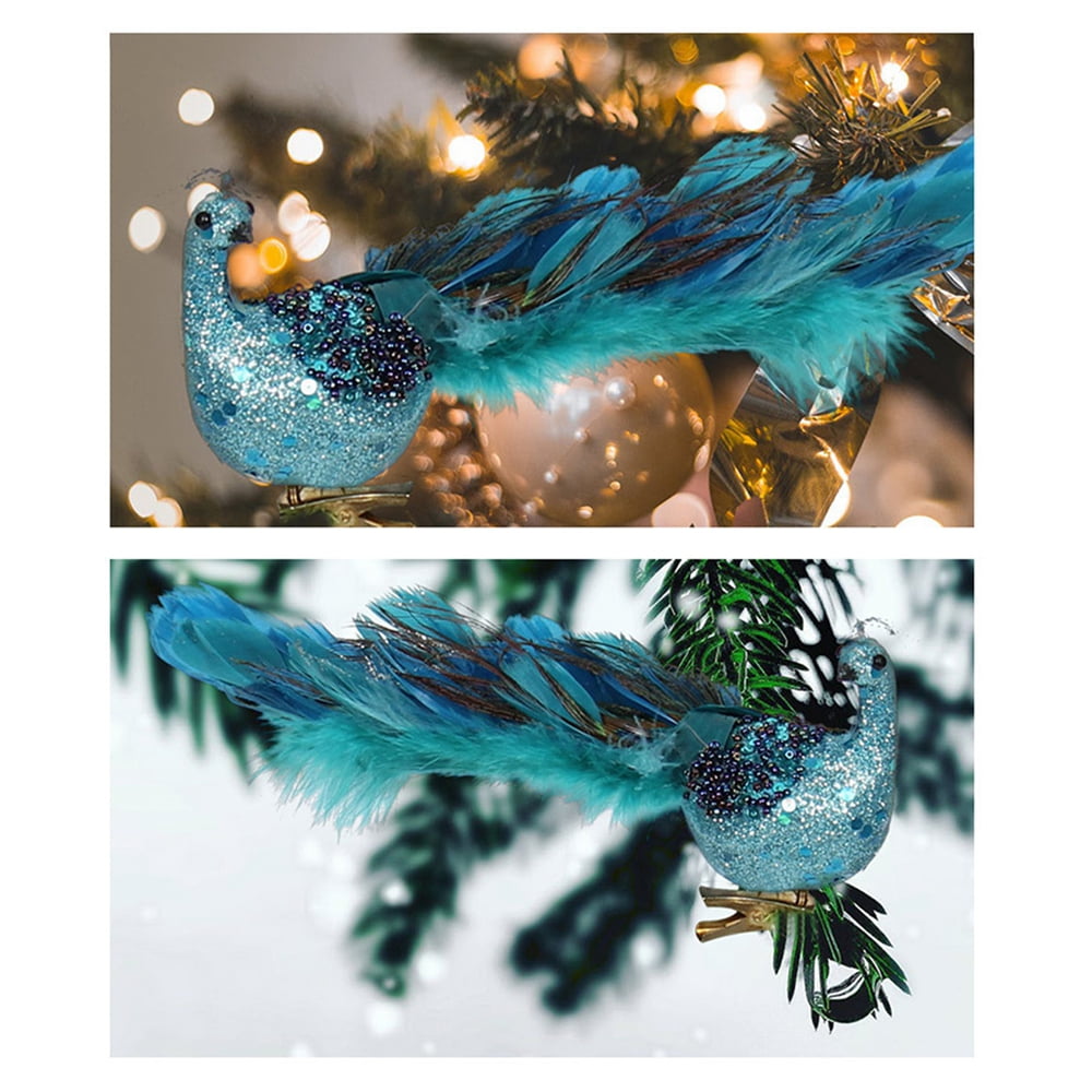 11" Peacock Decor with Sequins and Glitter, Lovely Peacock Ornaments ...