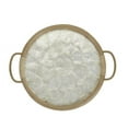 Round Capiz Shell Lined Rattan Wooden Serving Tray 14.2"x14.2"x2" Ivory - Walmart.com