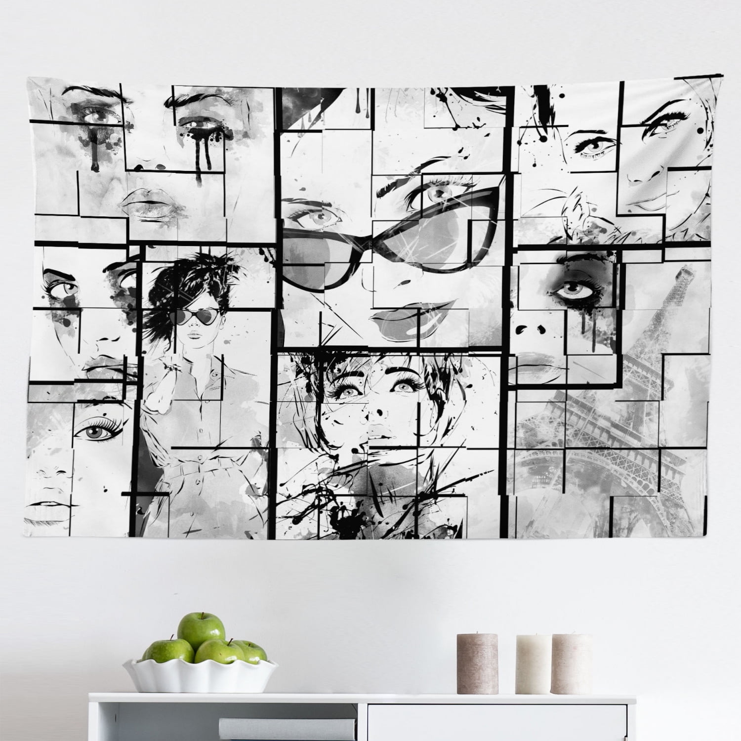 Newspaper Tapestry, Retro Style Newspaper Pages with Colorful ...