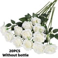 20Pcs Realistic Long Stem Artificial Roses, Fabric Fake Flowers ...