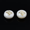 20 pc Natural Freshwater Shell Beads with Golden Plated Brass Etched ...