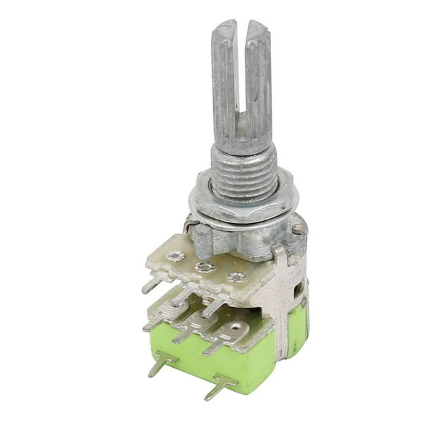 B50K Ohm Dual Linear Taper Volume Control Potentiometer Switch Silver ...