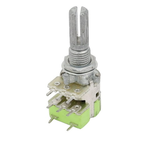 B50K Ohm Dual Linear Taper Volume Control Potentiometer Switch Silver ...