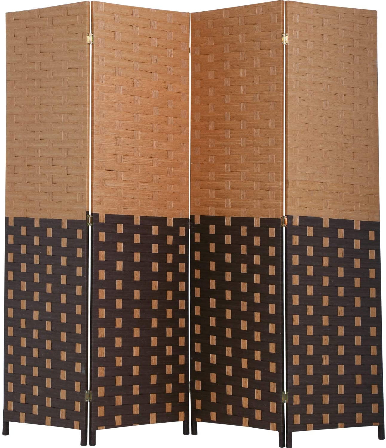 Buy Room Divider Wood Screen 4 Panel Wood Mesh Woven Design Room Screen ...