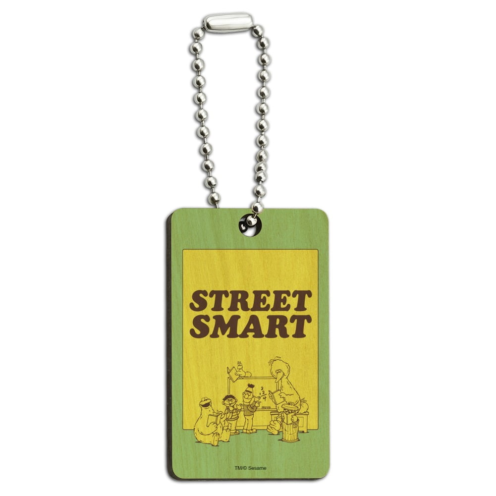 Sesame Street Smart Wood Wooden Rectangle Keychain Key Ring - Walmart.com