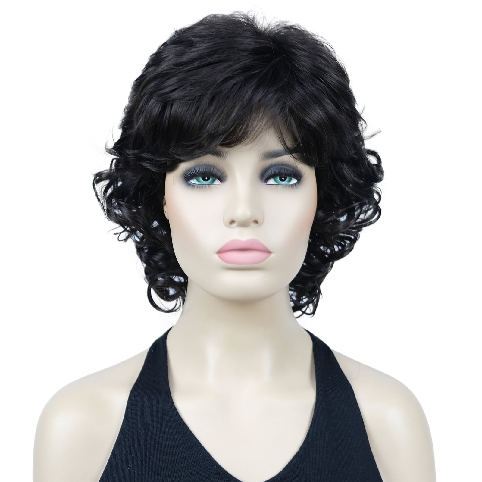 Short Curly Wigs Soft Shaggy Layered Classic Cap Full Synthetic Wigs ...