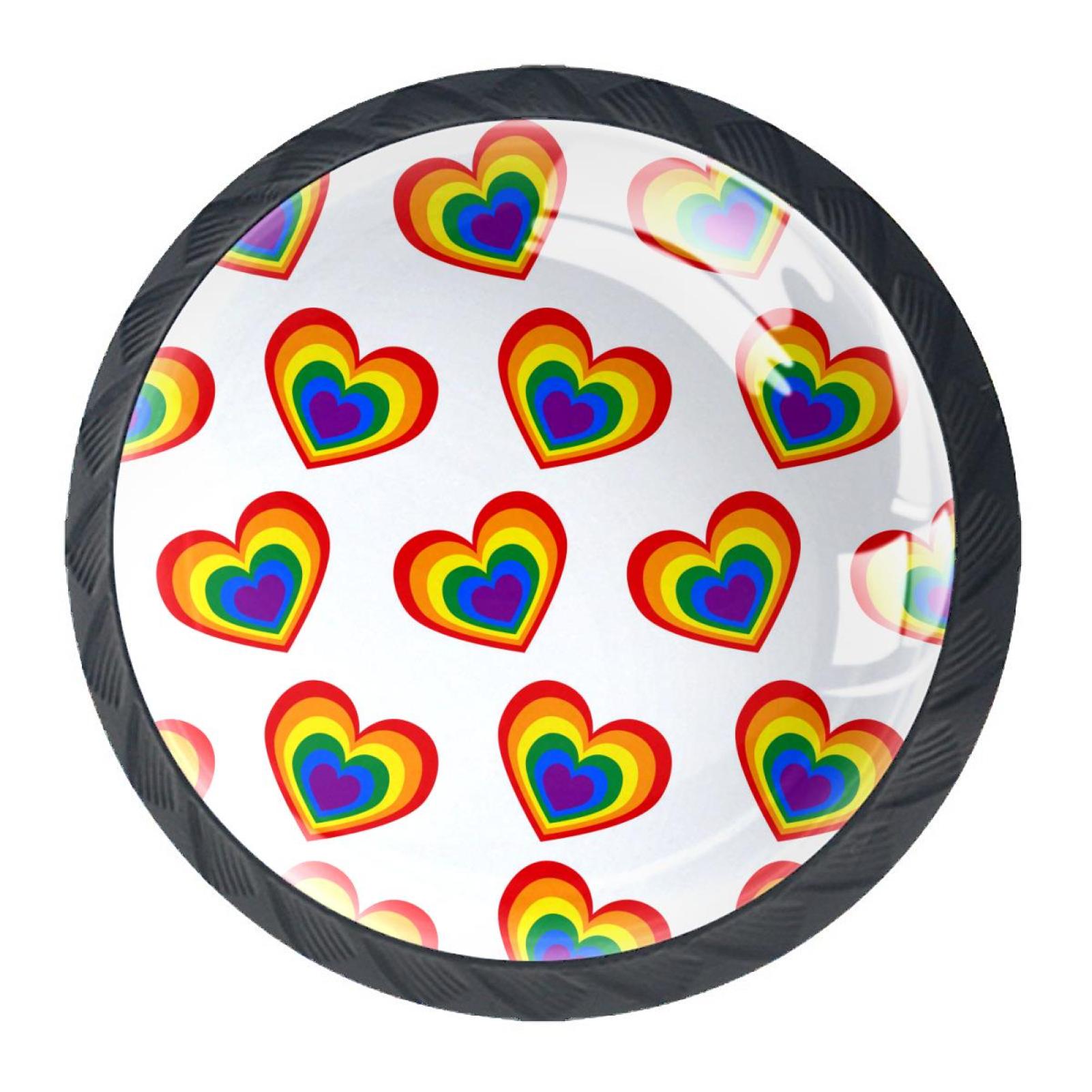 4 Pcs Rainbow Love Heart Knobs for Kitchen Cabinet Cupboard Dresser ...