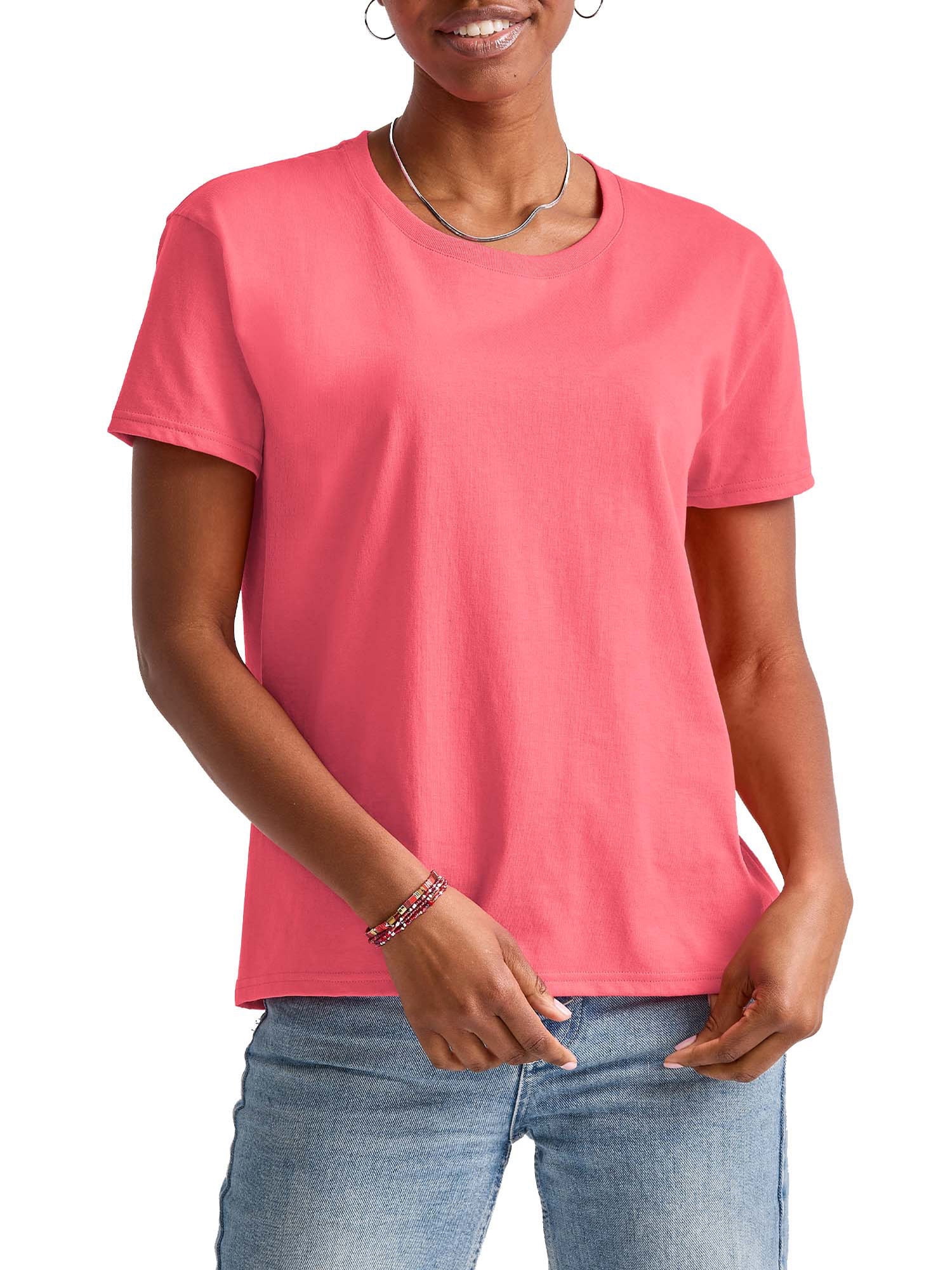 Hanes Essentials Womens T Shirt 100 Cotton Relaxed Fit Tee