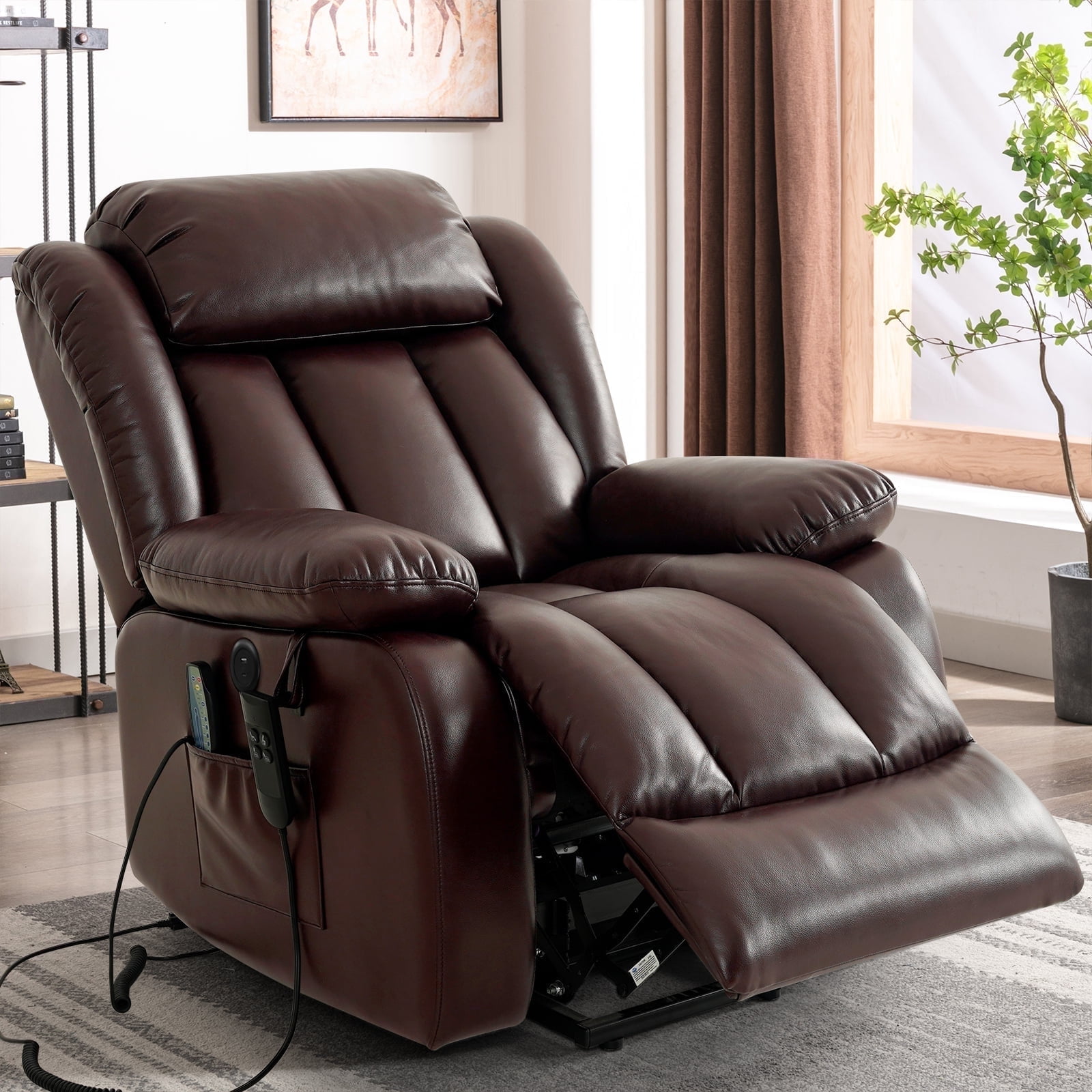 INGALIK Power Lift Recliner Chair Dual Motor, Electric Leather Recliner ...