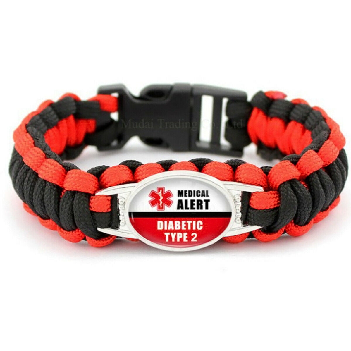 Diabetic Medical Alert Bracelet Badge Type Diabetes Survival Paracord ...
