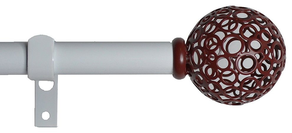 Urbanest 3/4" Diameter Planet Ball Drapery Rod, Burgundy with White, 28 ...