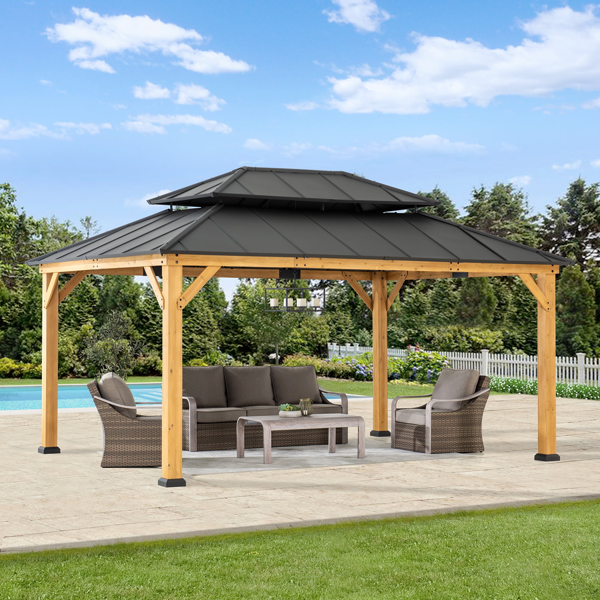 Click here for Sunjoy Group Sunjoy 12x16 Ft. Wood Gazebo  Outdoor... prices