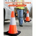 5 Cones BESEA 18 Inch Orange PVC Cones Traffic Safety Cones Black Base ...