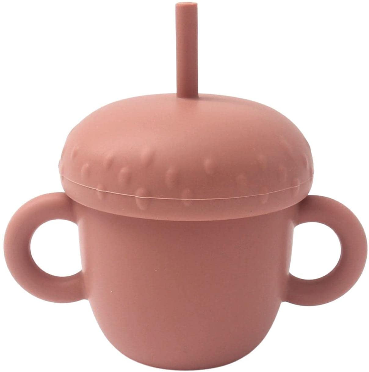 Silicone Kids Cups with Straws and Lids Kids Spill-Proof Snack Cup with ...