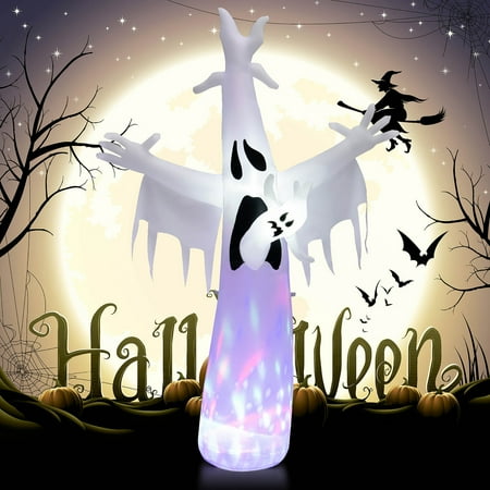 Costway 8FT Giant Halloween Inflatable Ghost Outdoor Decor w/LED ...