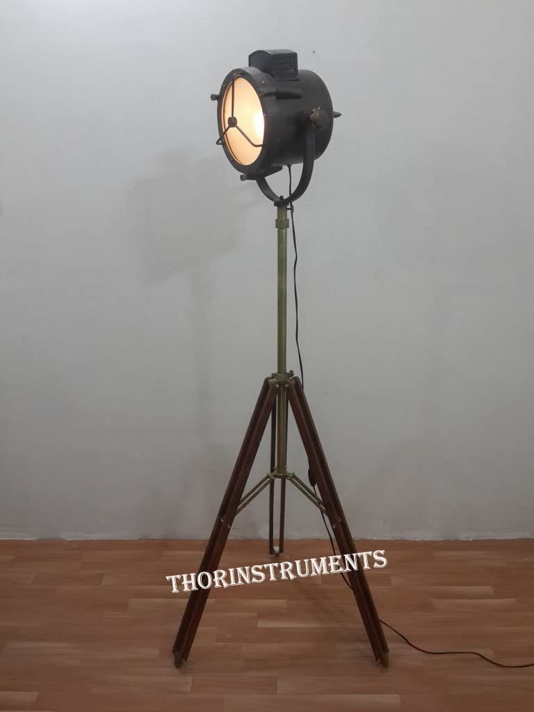 Vintage Huge Design Spot Searchlight With Studio Model Wood Tripod ...