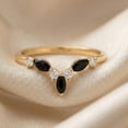 Black Onyx & Diamond Chevron Engagement Ring, Marquise Cut Black ...