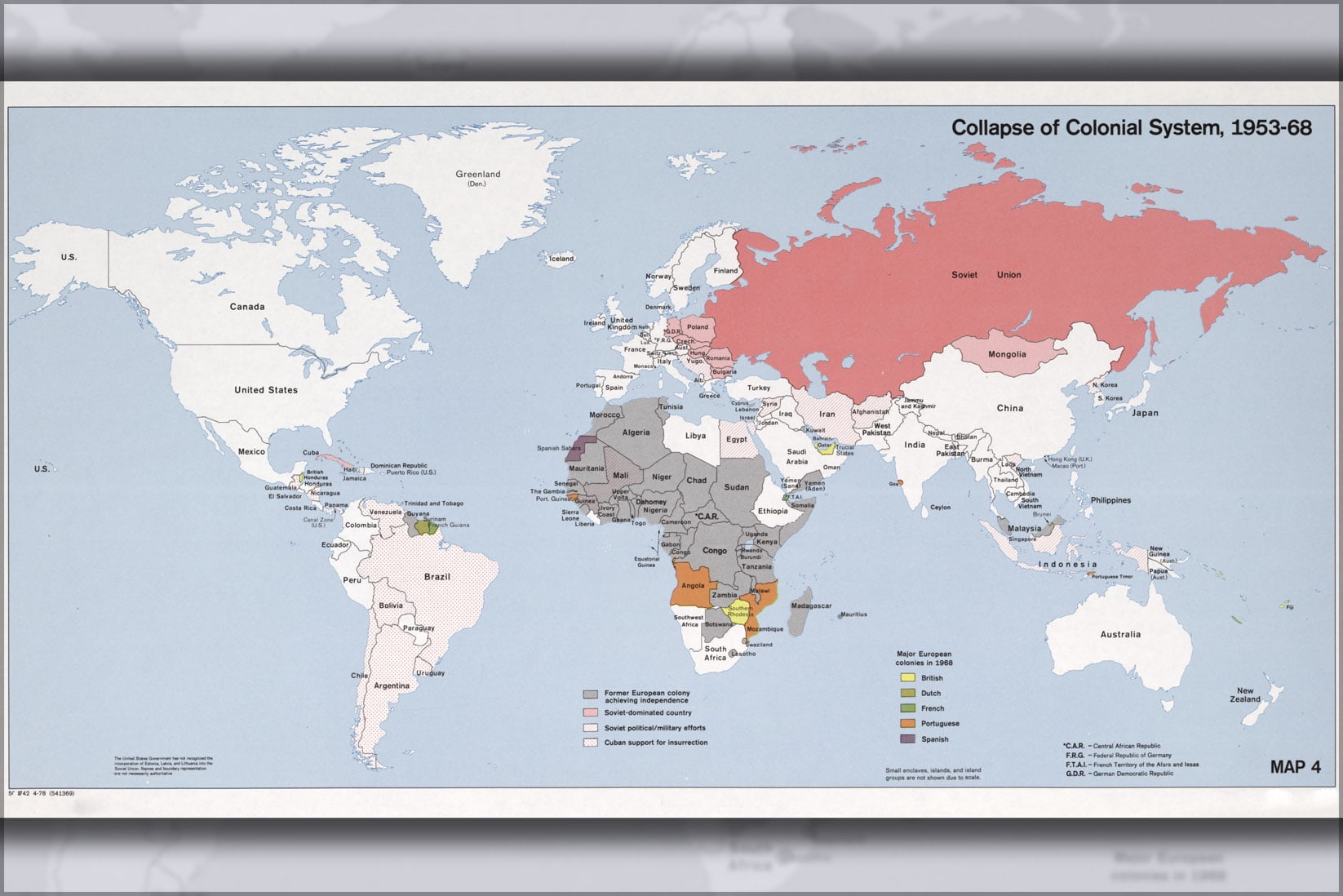 24"x36" Gallery Poster, cia world map of colonial system collapse 1953 ...
