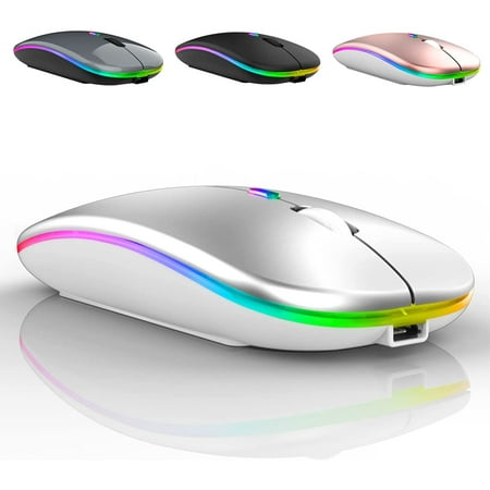 LED Wireless Mouse, Rechargeable Ultra-thin Silent Mouse 2.4G Portable ...
