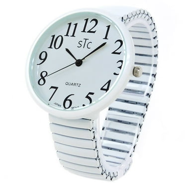 Navy Blue Super Large Face Easy to Read Wristband Elastic Watch ...