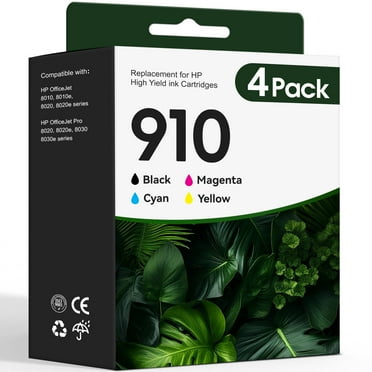 HP 910/910XL High-Yield Ink Cartridges, 4-Pack (Black, Cyan, Magenta ...