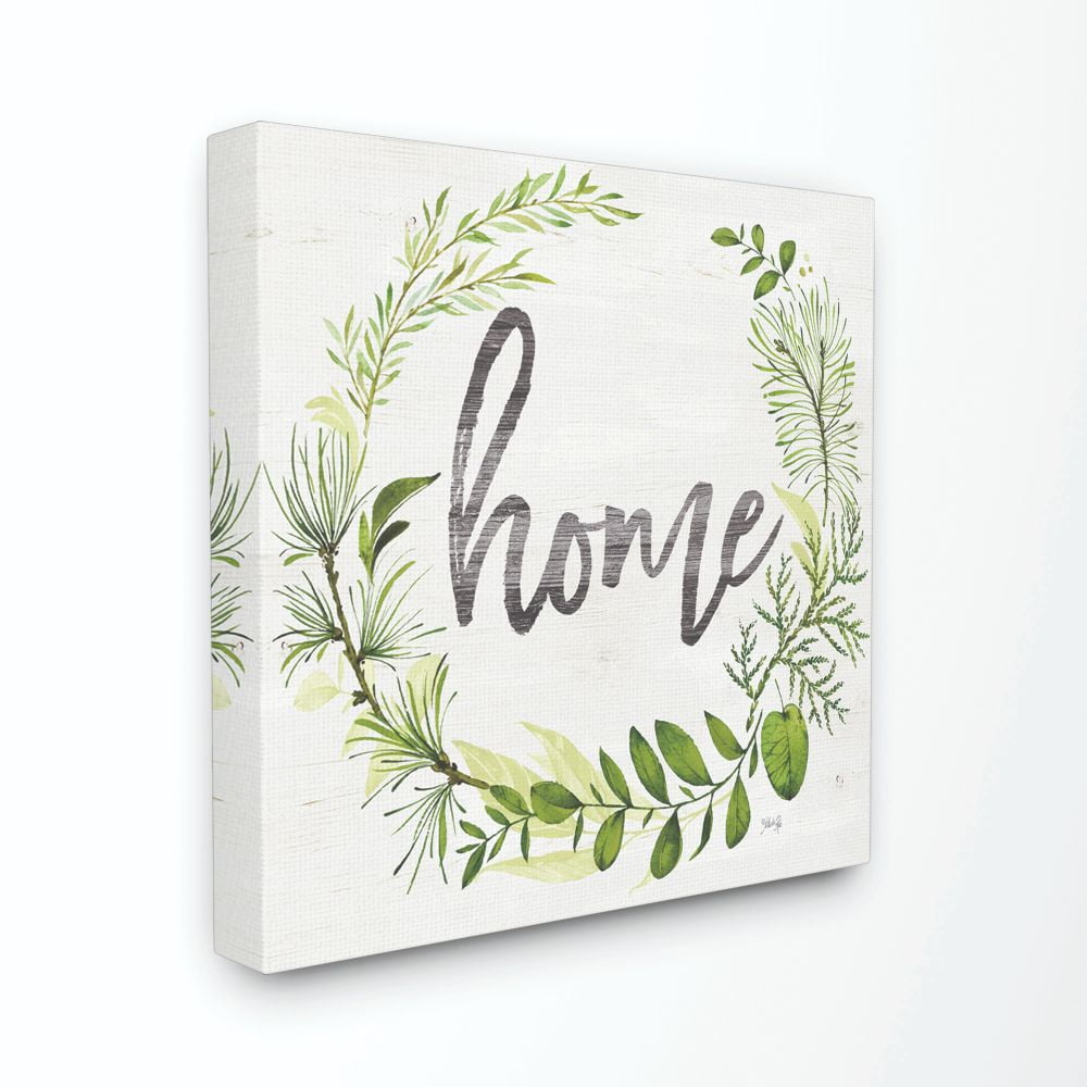 The Stupell Home Decor Collection Home Cursive Plant Vignette With Wood ...