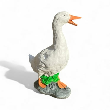 15" Solid Concrete Goose Statue, HANDMADE Dress up goose statue, life ...