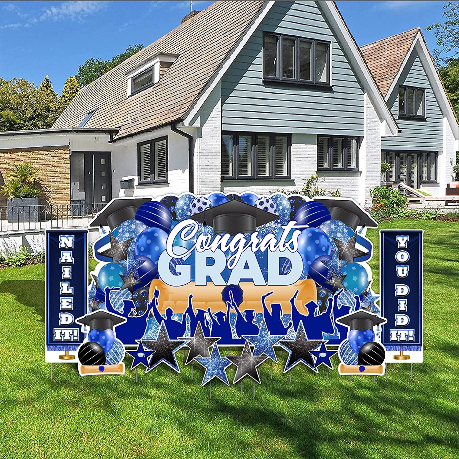 Victory Store Blue Congrats Grad 36" x 72" Graduation Party Sign 22771 ...