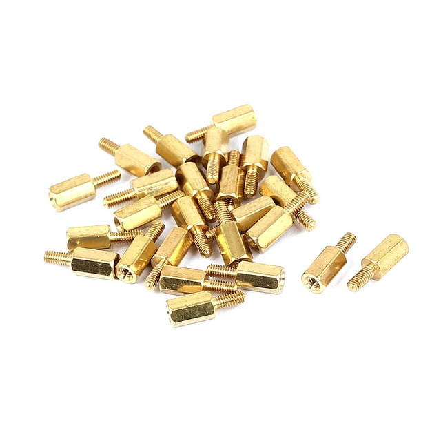M3x8+6mm Female/Male Threaded Brass Hex Standoff Pillar Spacer Coupler ...