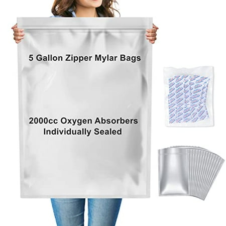 Ztalee 30 Pack 5 gallon Mylar Bags (94 Mil) and 30x 2000cc Oxygen ...