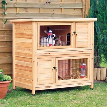 TRIXIE natura Double Weatherproof Outdoor 2-Story Wooden Small Animal ...