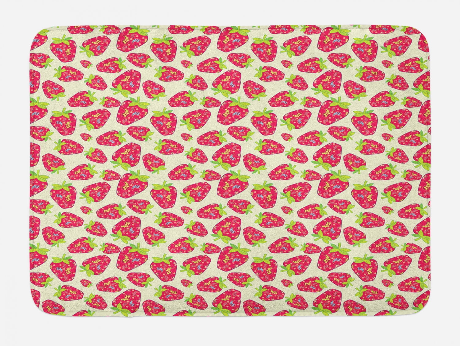 Strawberry Bath Mat, Tropical Summer Fruit Pattern Strawberry Figures ...
