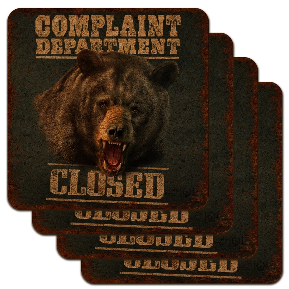 Complaint Department Closed Bear Low Profile Novelty Cork Coaster Set ...